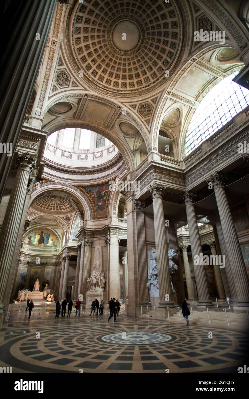 Interior of the Pantheon showing the inside of the dome alongside ...