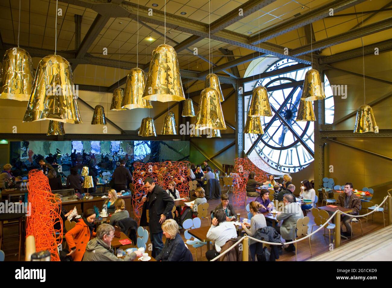 Inside the cafe at Musee D'Orsay with its famous clock face Stock Photo ...