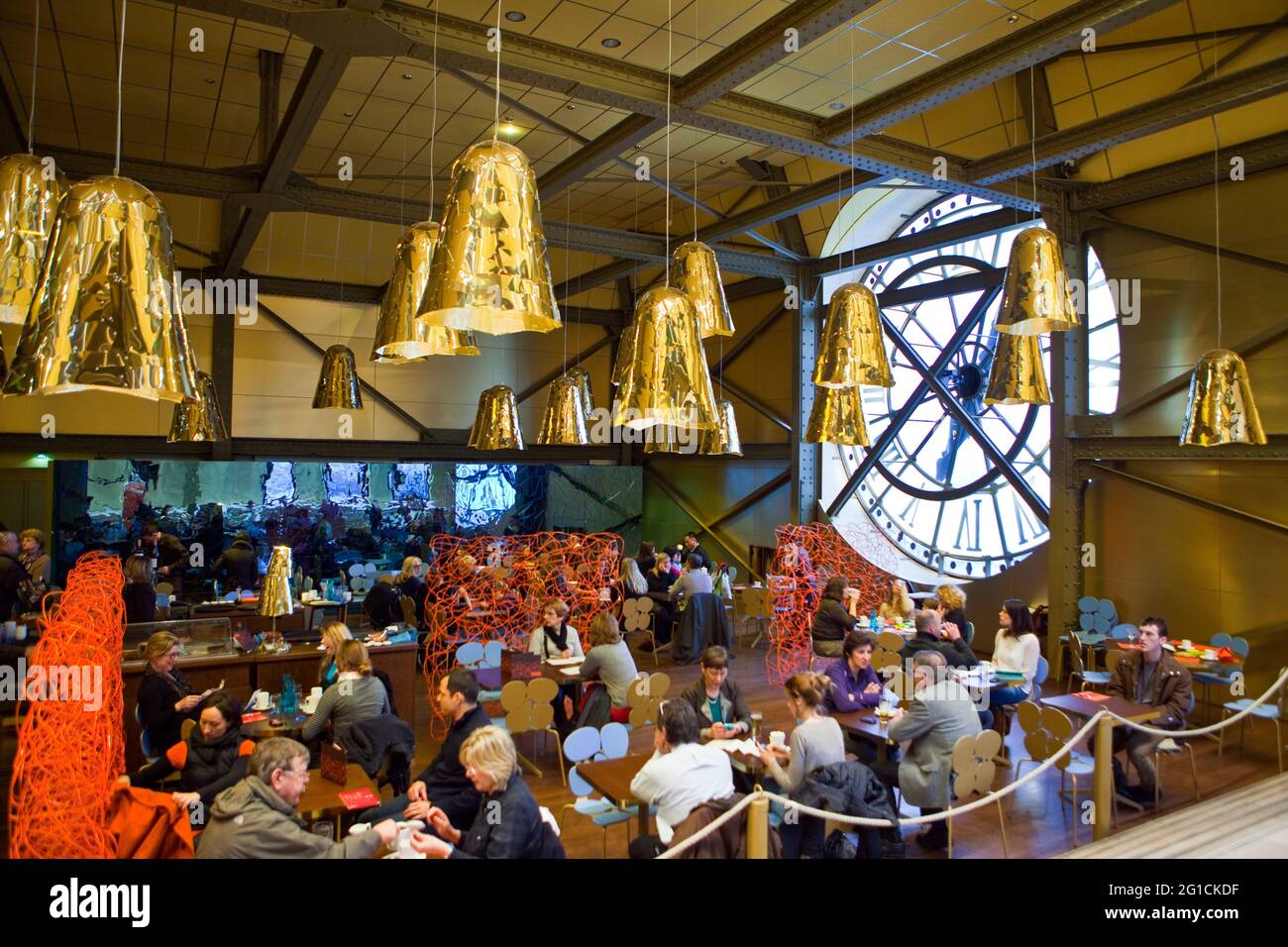 Inside the cafe at Musee D'Orsay with its famous clock face Stock Photo ...