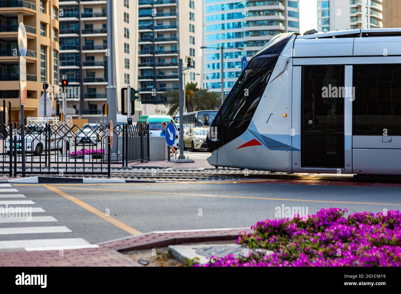 DUBAI, UAE - MARCH 2020: New modern tram in Dubai, UAE Stock Photo - Alamy