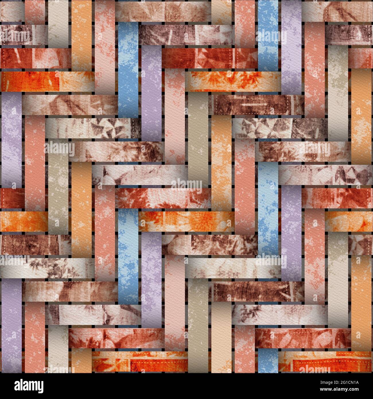 Seamless weave strip colorful ribbon pattern print Stock Photo - Alamy