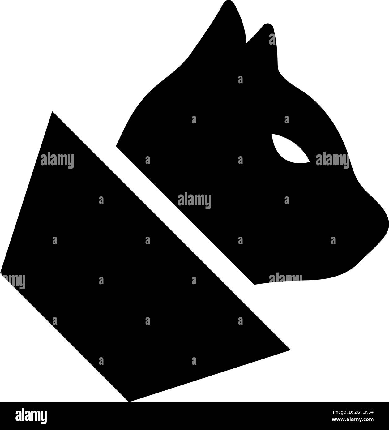 Cat with Veterinary Cone Collar. Flat Vector Icon illustration. Simple ...