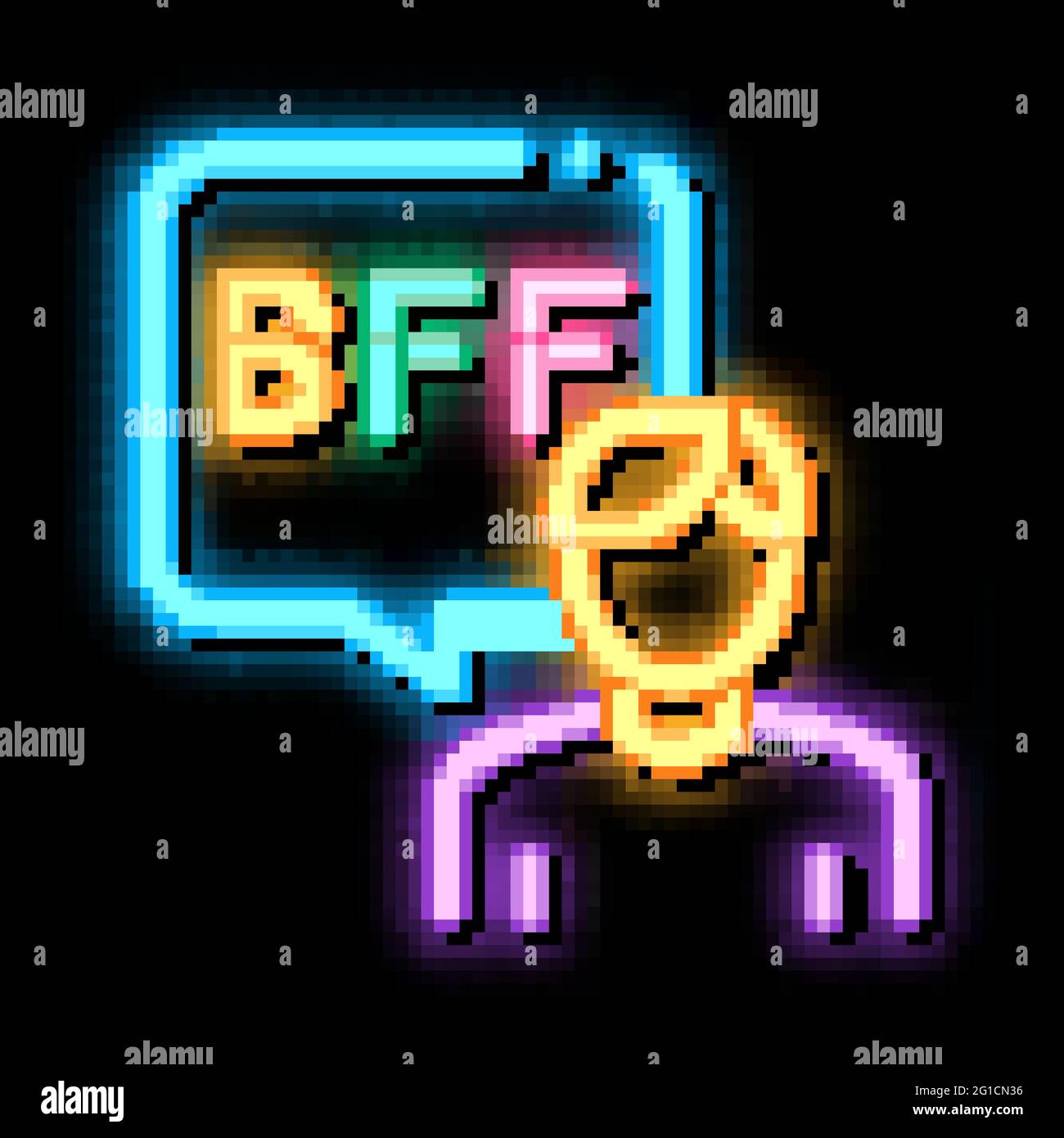Human Talking Bff neon glow icon illustration Stock Vector Image & Art ...