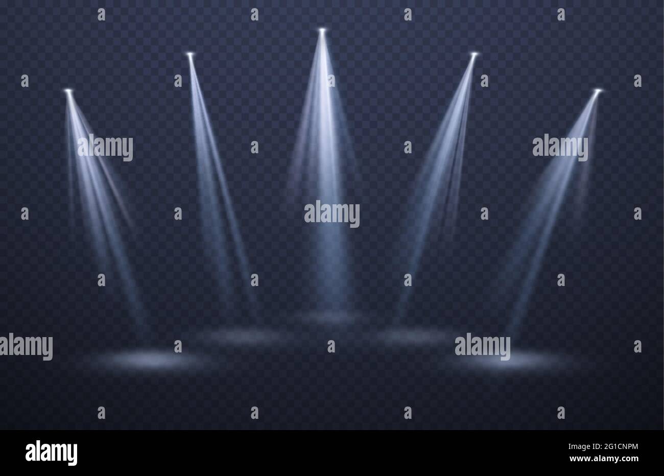 Spotlights light beams isolated on black background. Festive background ...