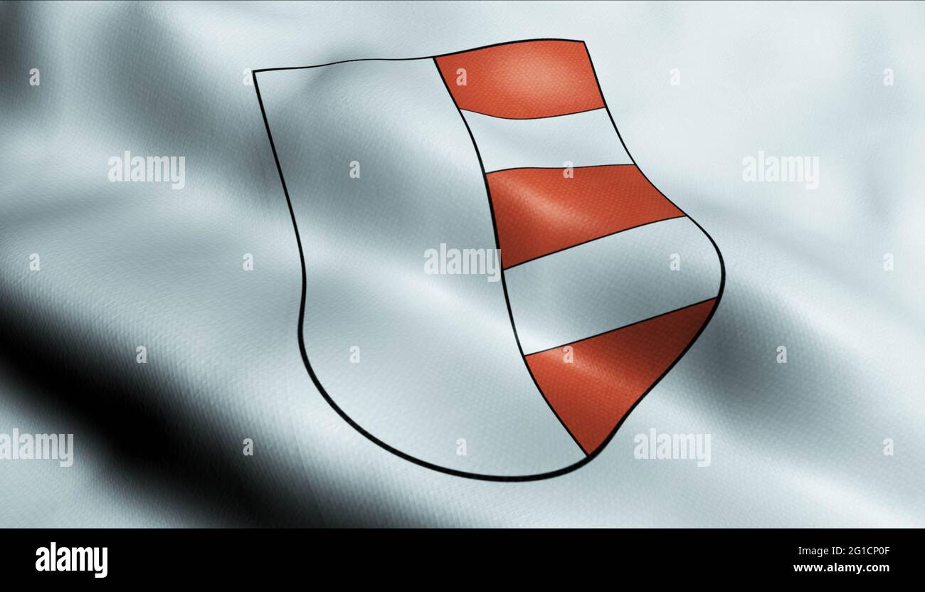 3D Illustration of a waving Switzerland region flag of Uster Stock ...