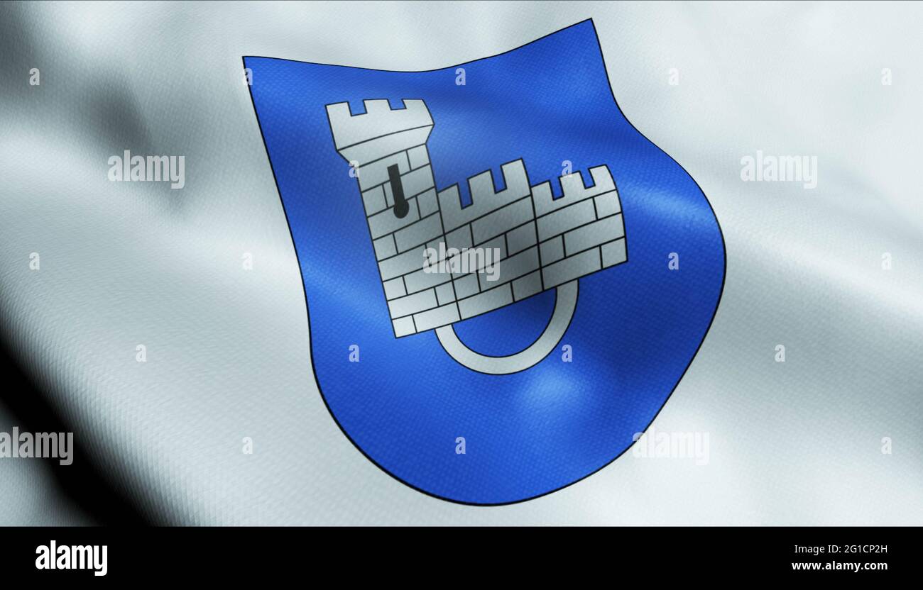3D Illustration of a waving Switzerland region flag of Fribourg Stock ...
