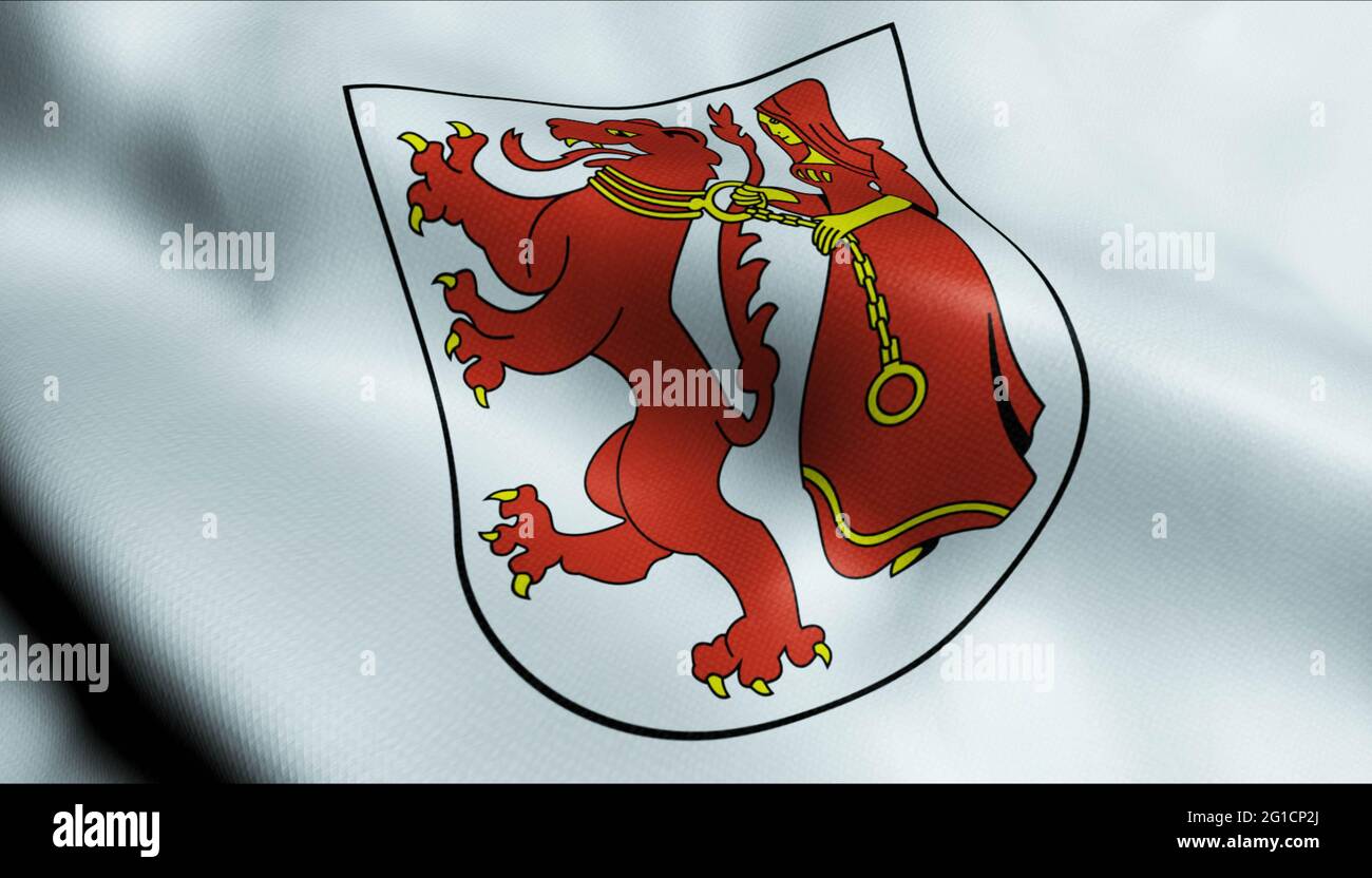 3D Illustration of a waving Switzerland region flag of Frauenfeld Stock ...