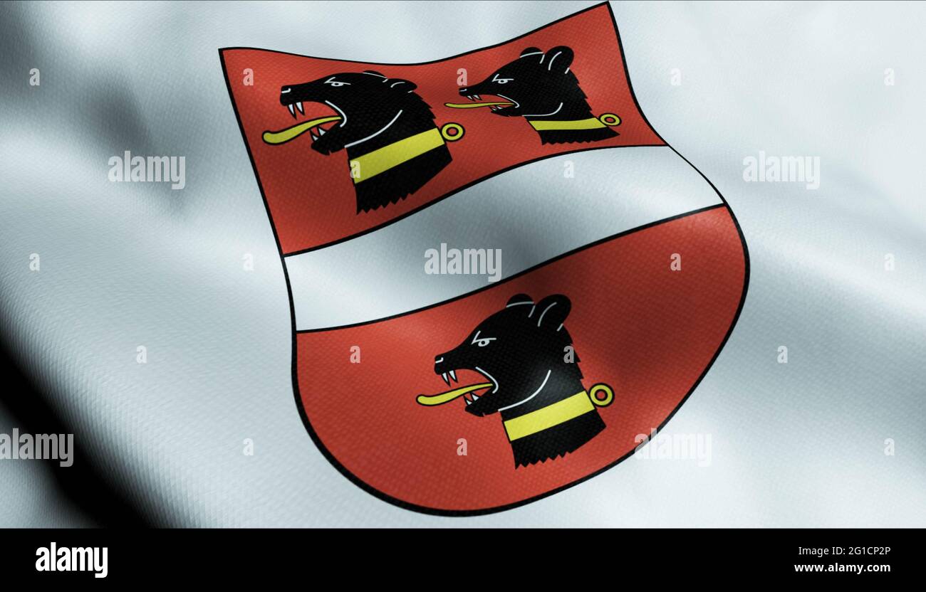 3D Illustration of a waving Switzerland region flag of Elgg Stock Photo ...
