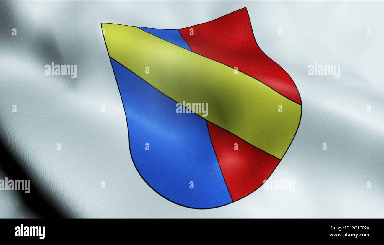 3D Illustration of a waving Switzerland region flag of Ecublens Stock ...
