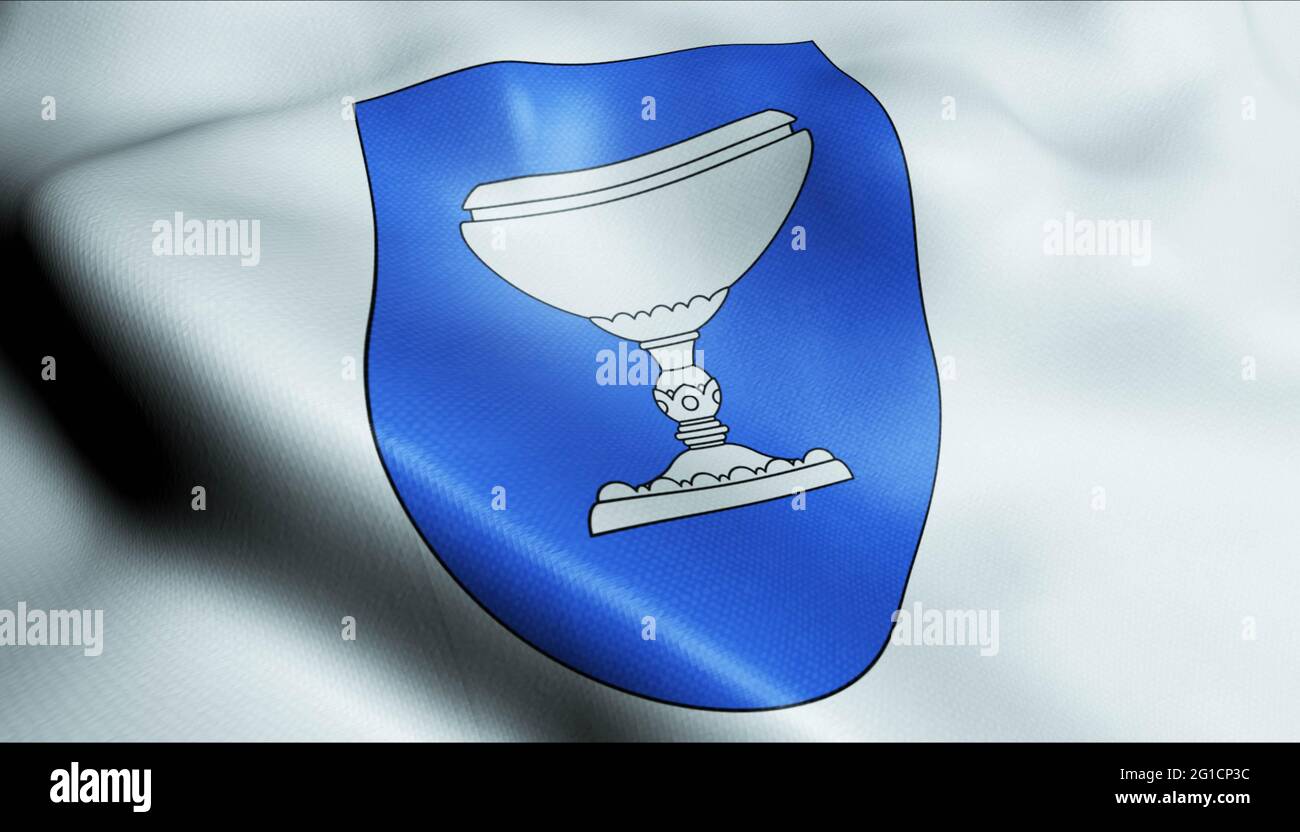 3D Illustration of a waving Switzerland region flag of Coppet Stock ...