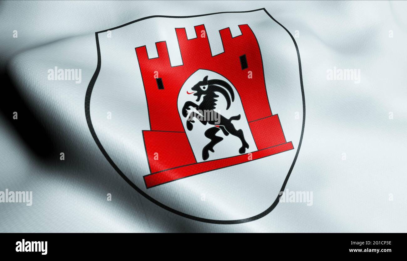 3D Illustration of a waving Switzerland region flag of Chur Stock Photo ...