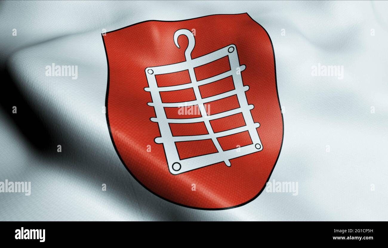 3D Illustration of a waving Switzerland region flag of Bulach Stock ...