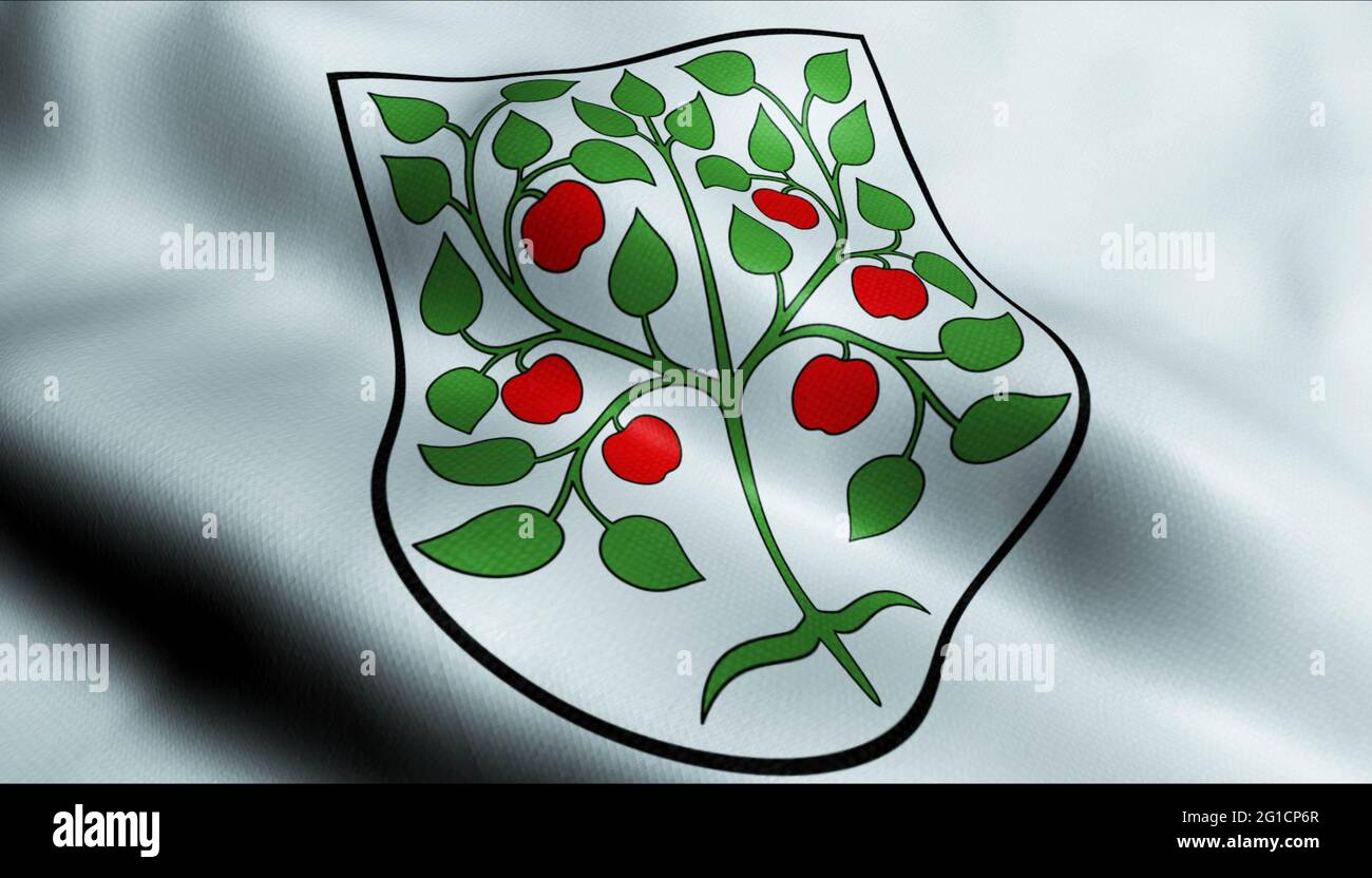 3D Illustration of a waving Switzerland region flag of Amriswil Stock ...