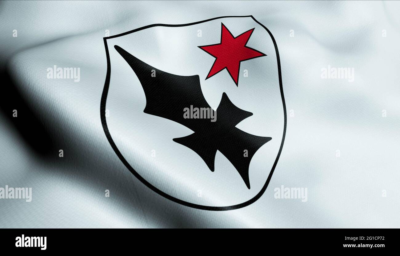 3D Illustration of a waving Switzerland region flag of Aesch Stock ...