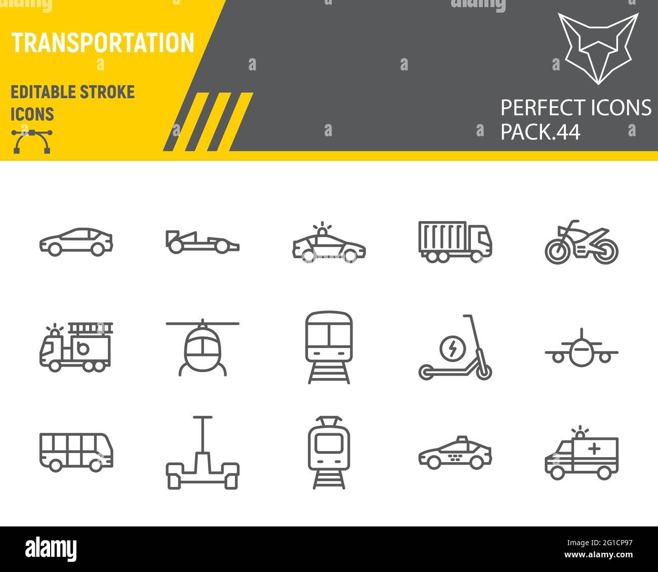 Transportation line icon set, transport collection, vector graphics ...