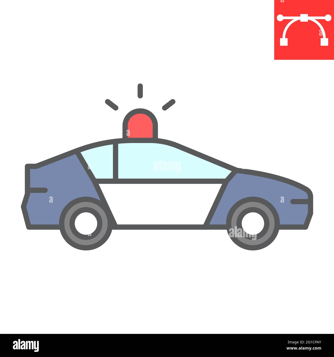 Police car color line icon, transportation and vehicle, police vector ...