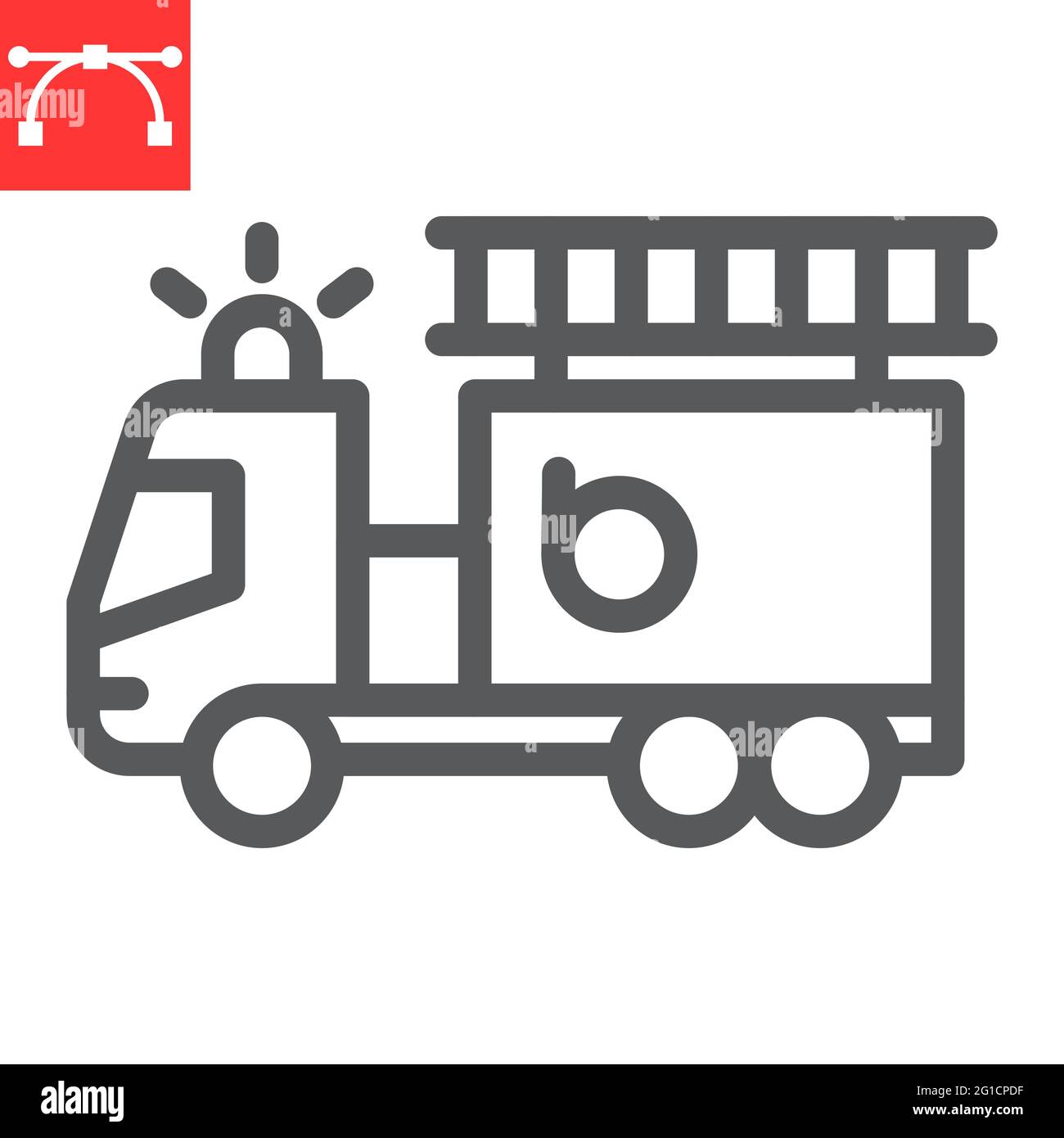 Fire engine line icon, transportation and vehicle, fire truck vector ...