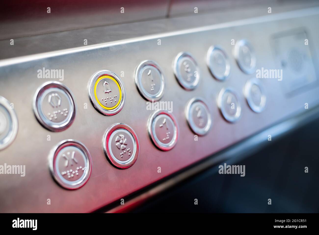 Buttons in the elevator with Braille code for blind people Stock Photo ...