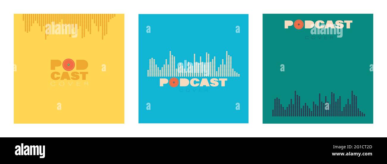 Set of covers for podcast show. Vector backgrounds with copy place ...