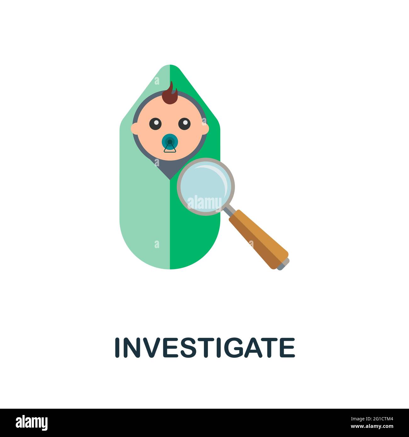 Investigate icon. Flat sign element from child adoption collection ...