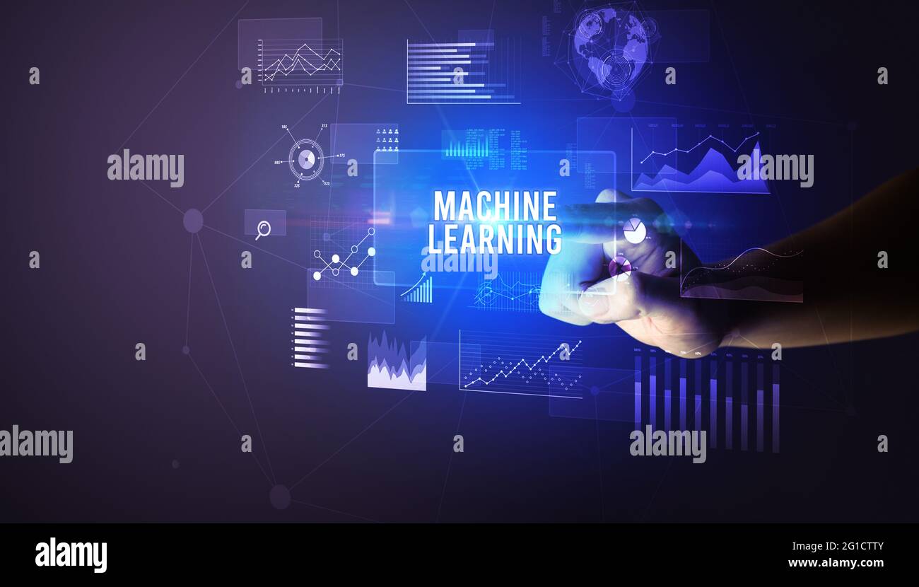 hand touching digital button, modern technology concept Stock Photo - Alamy