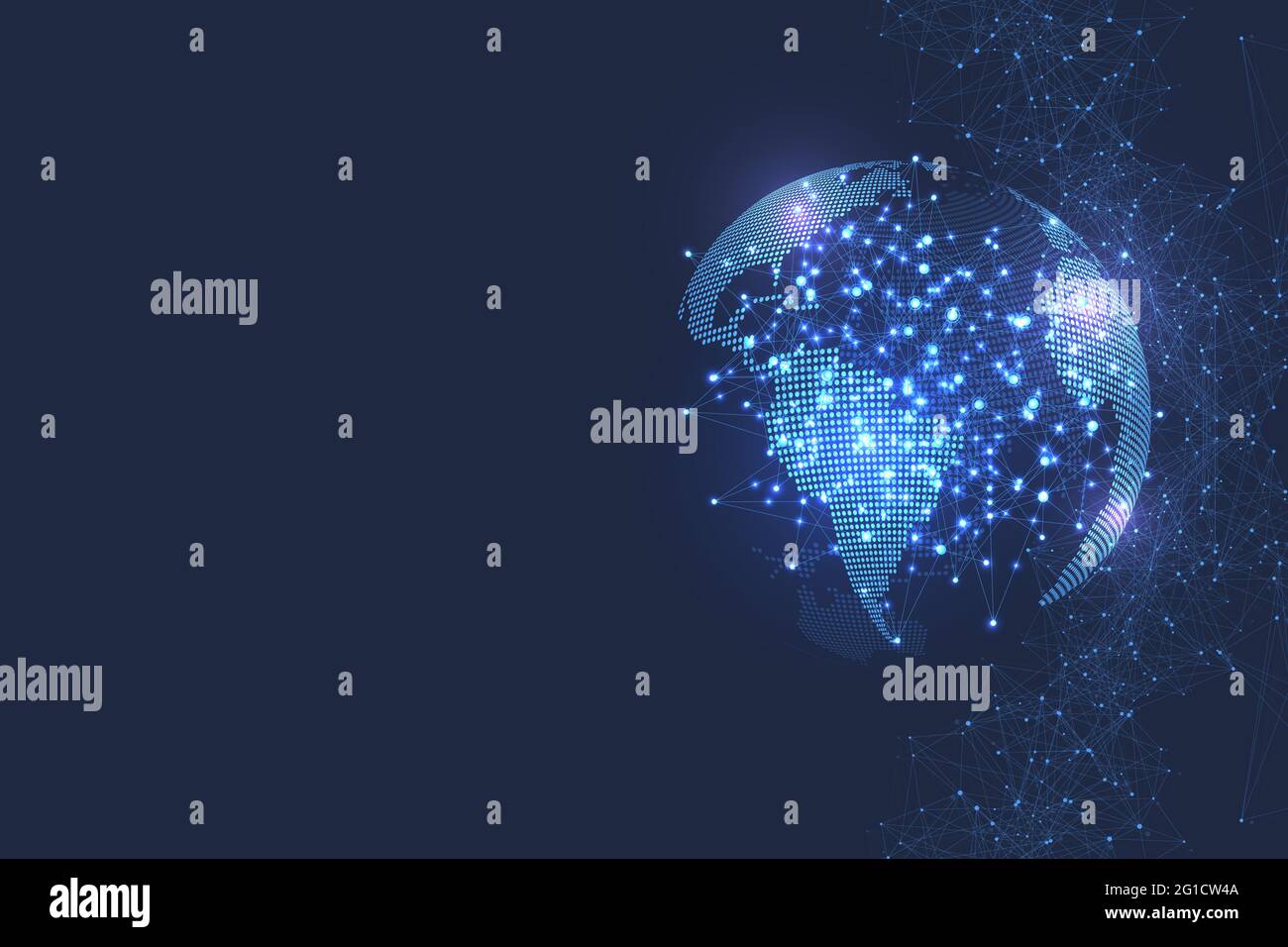 Global network connections with points and lines. Wireframe background ...