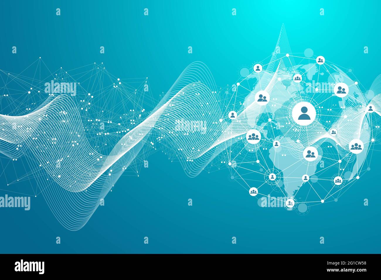 Global Network Connections With Points And Lines Wireframe Background