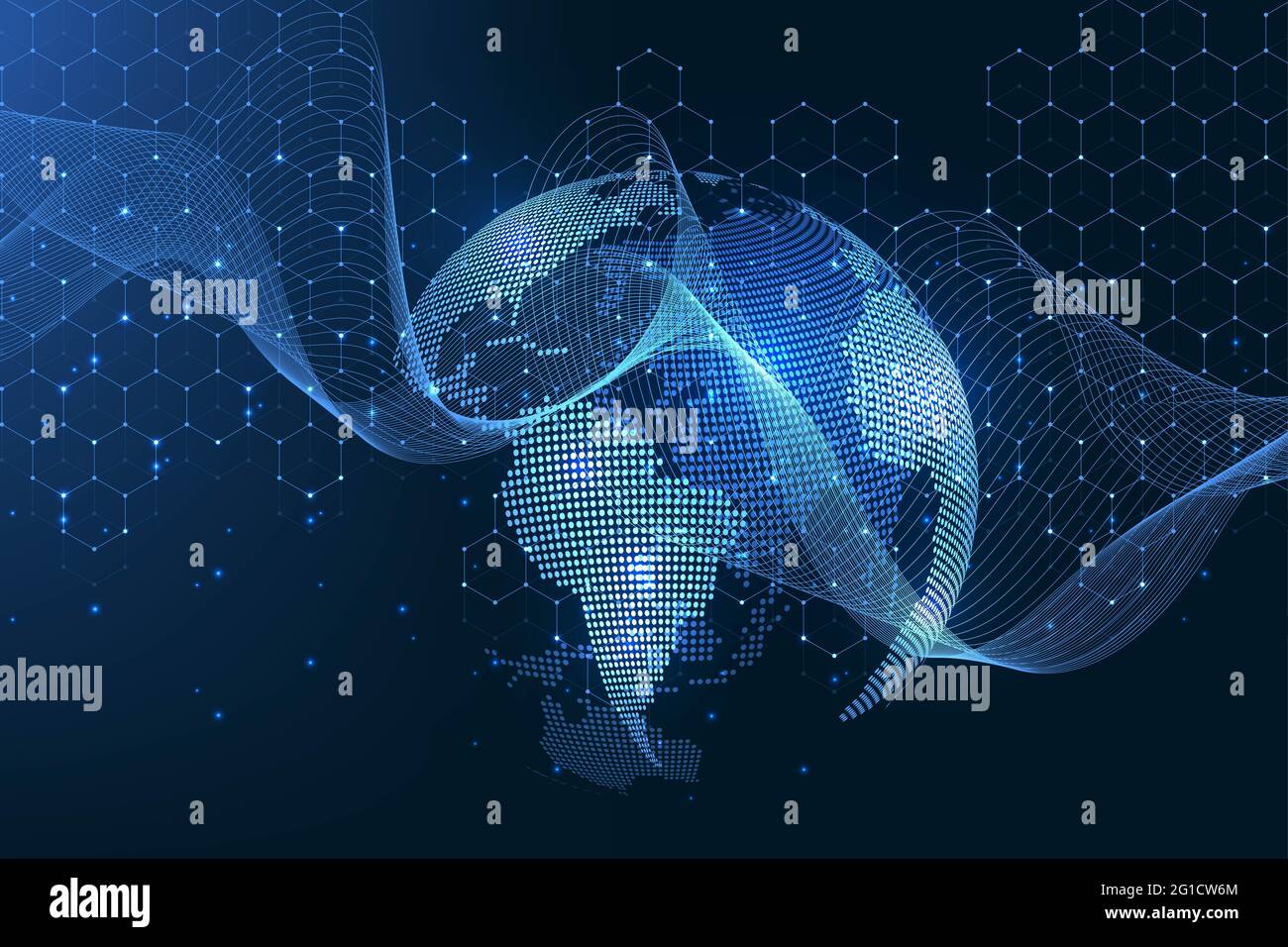 Global network connections with points and lines. Wireframe background ...