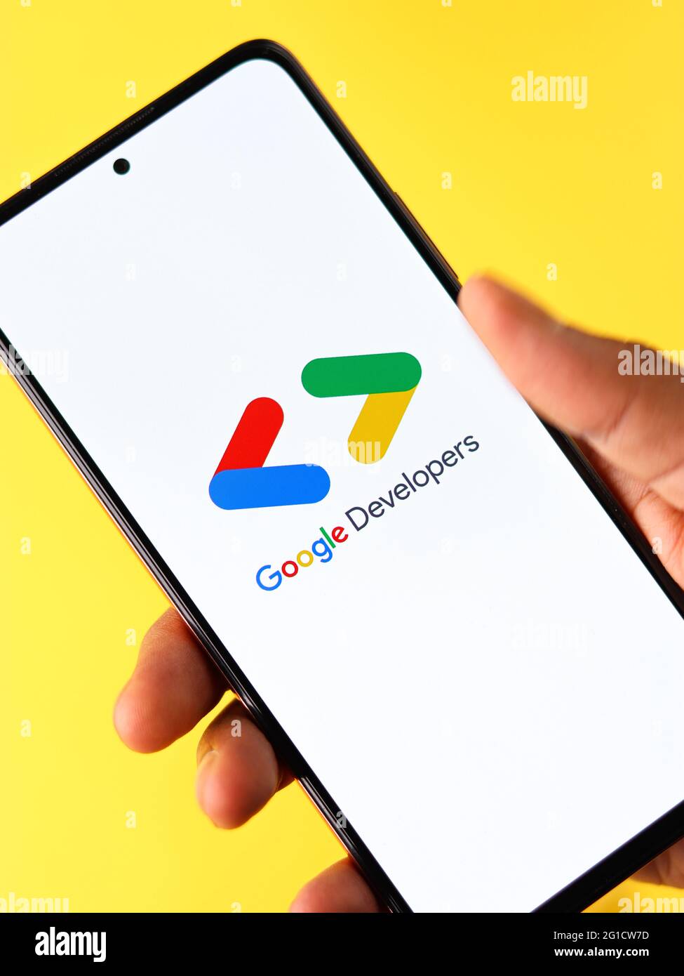 Assam, india - May 29, 2021 : Google Developers logo on phone screen ...
