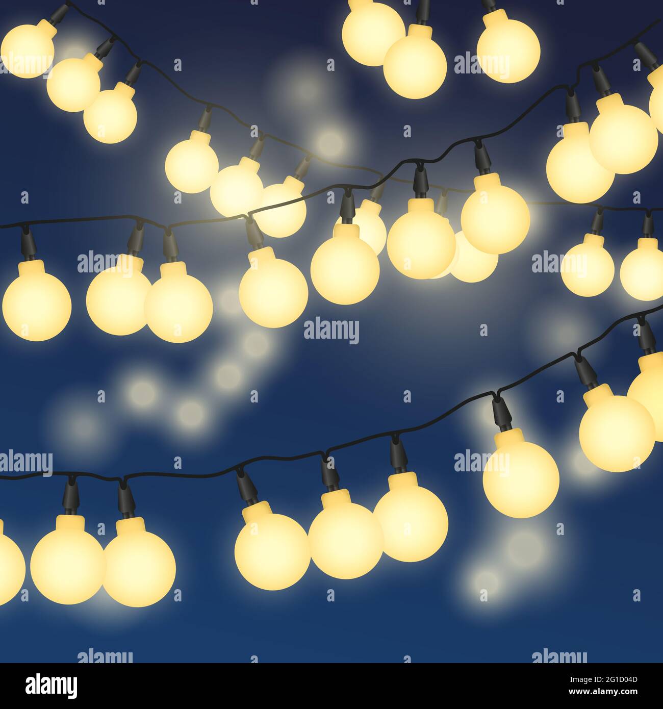 String lights in the night illustration banner Stock Photo - Alamy