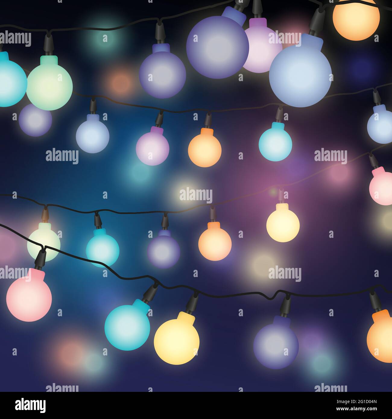 String lights in the night illustration banner Stock Photo - Alamy