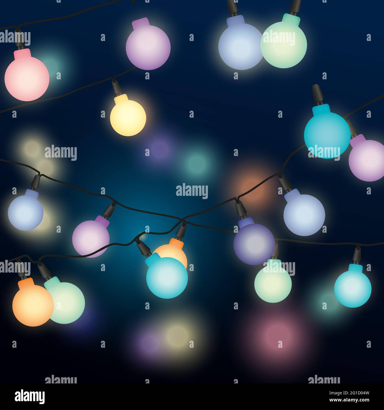 String lights in the night illustration banner Stock Photo - Alamy