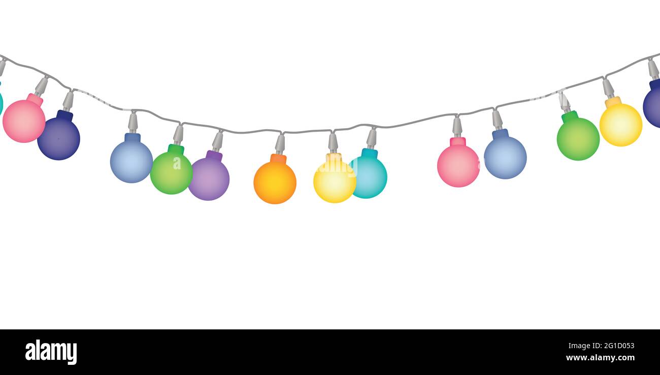 String lights in the night illustration banner Stock Photo - Alamy