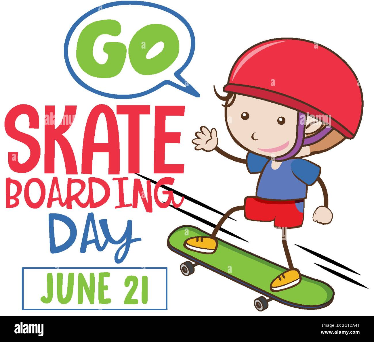 Go Skateboarding Day banner with a boy skater cartoon character ...