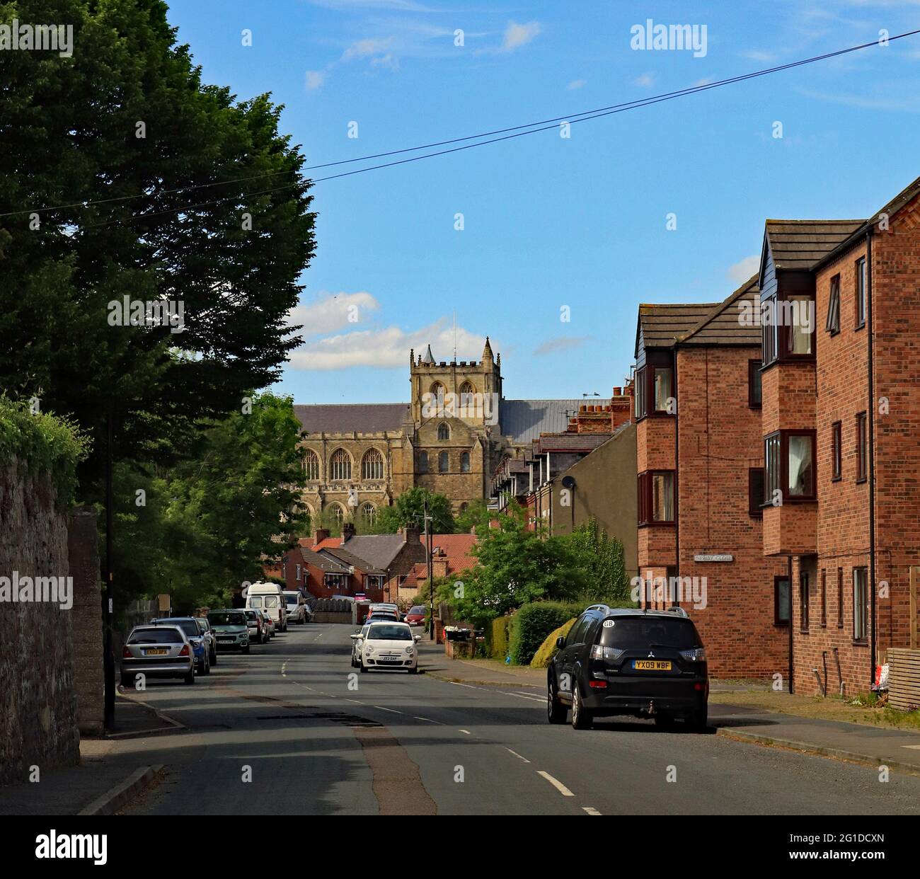A view down the lane towards Ripon Cathedral in North Yorkshire from ...