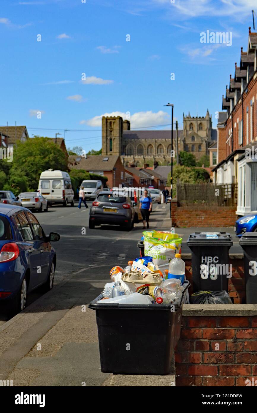 Recycling day on Bondgate Green Lane Ripon The plastic and cardboard ...