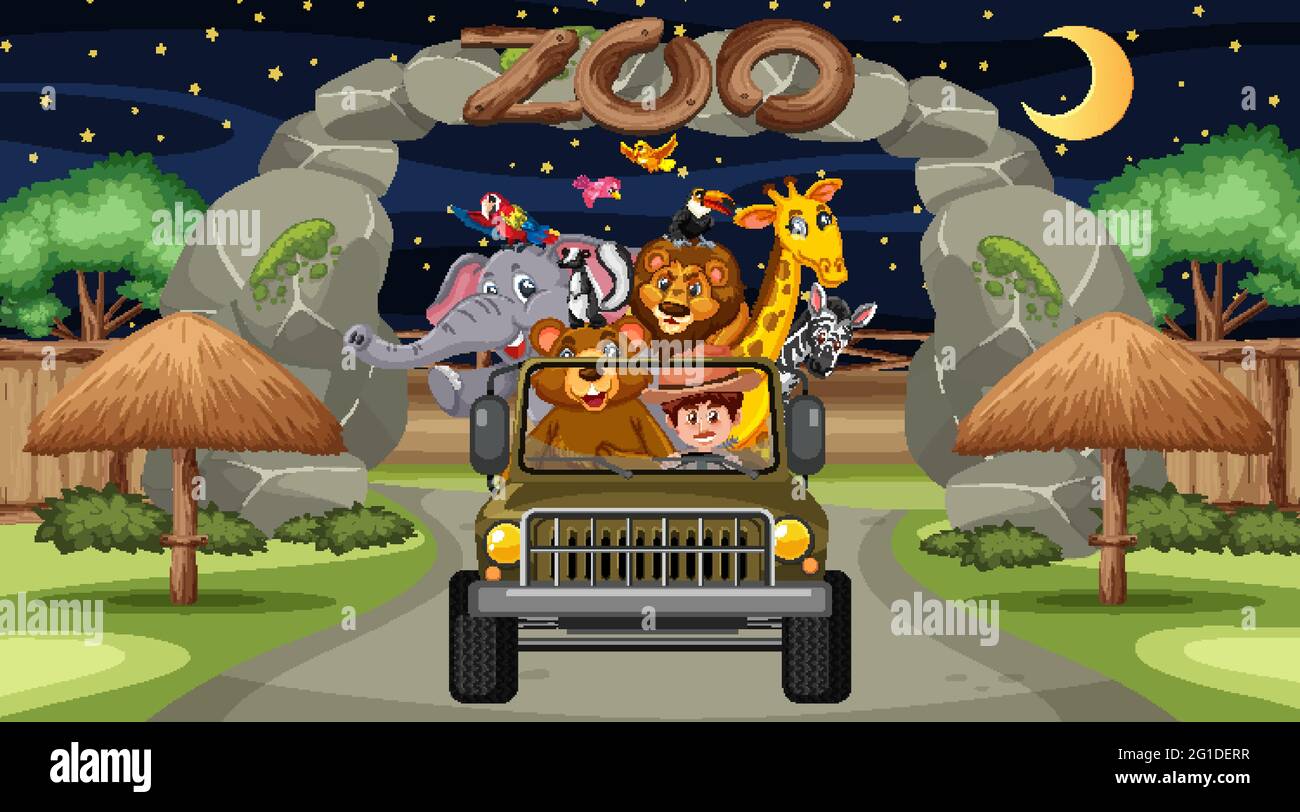 Giraffe jeep Stock Vector Images - Alamy