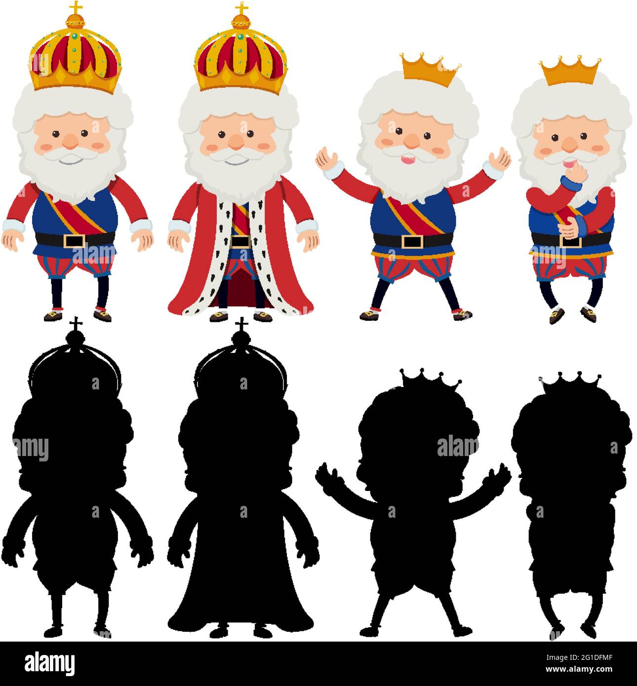 Cartoon character of a King with different poses illustration Stock ...