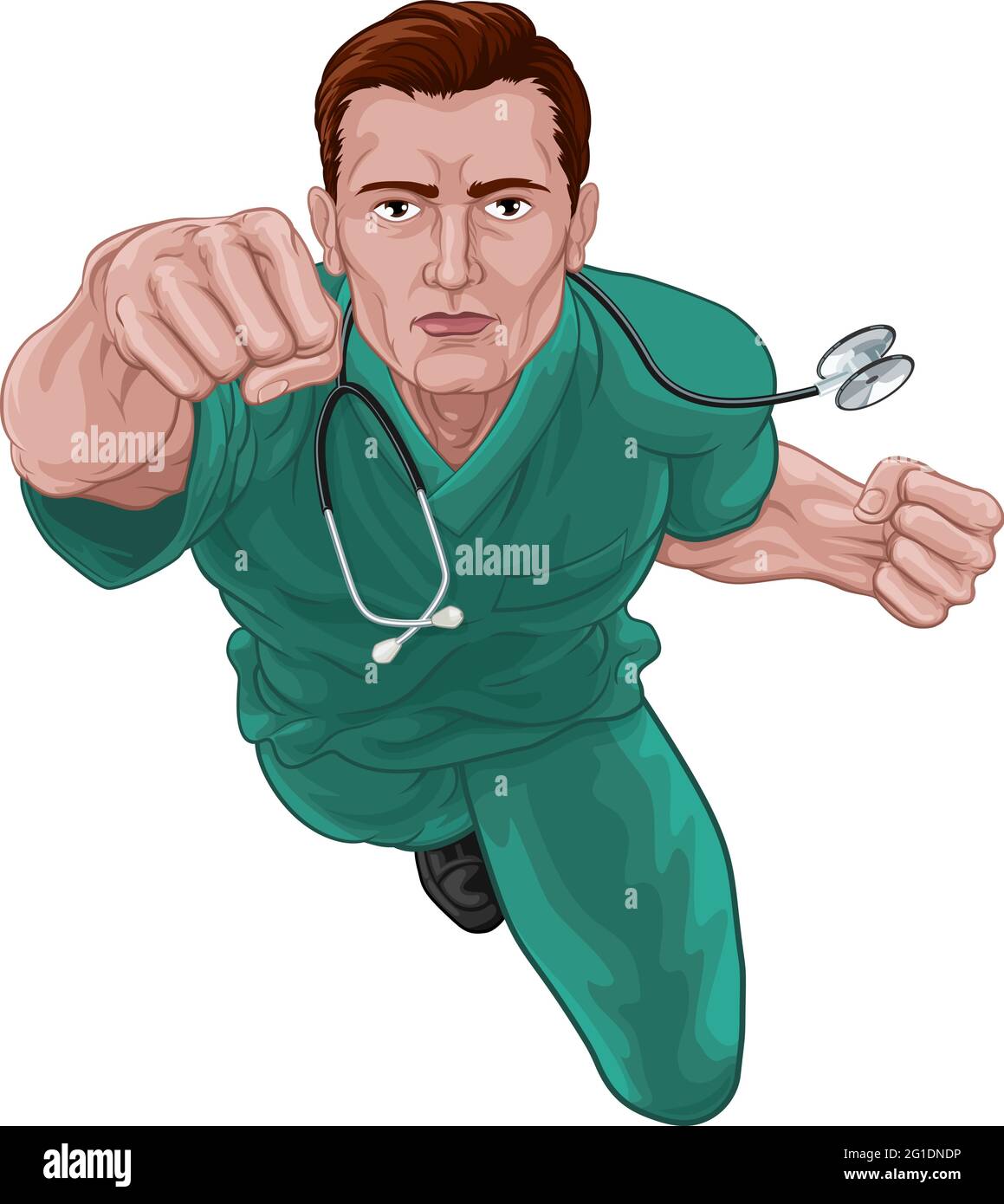 Superhero Nurse Doctor in Scrubs Flying Super Hero Stock Vector Image ...