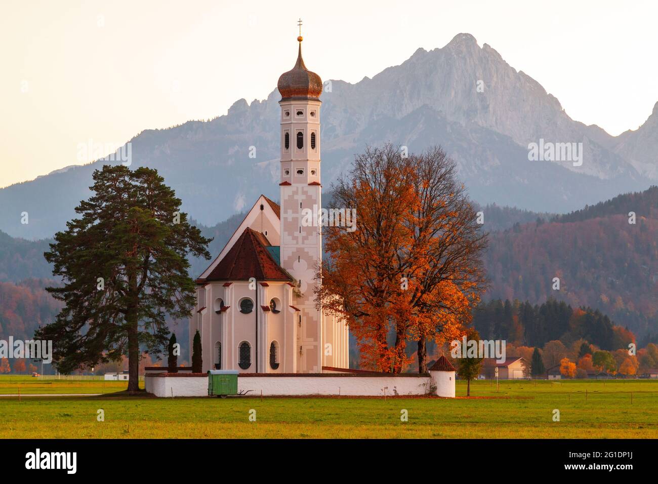 Beautiful view of the Saint Coloman church near the Neuschwanstein ...