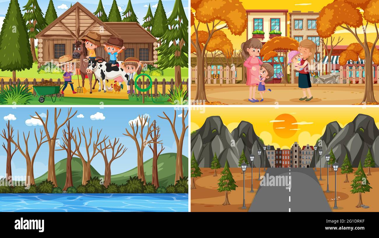 Many different scenes Stock Vector Images - Alamy