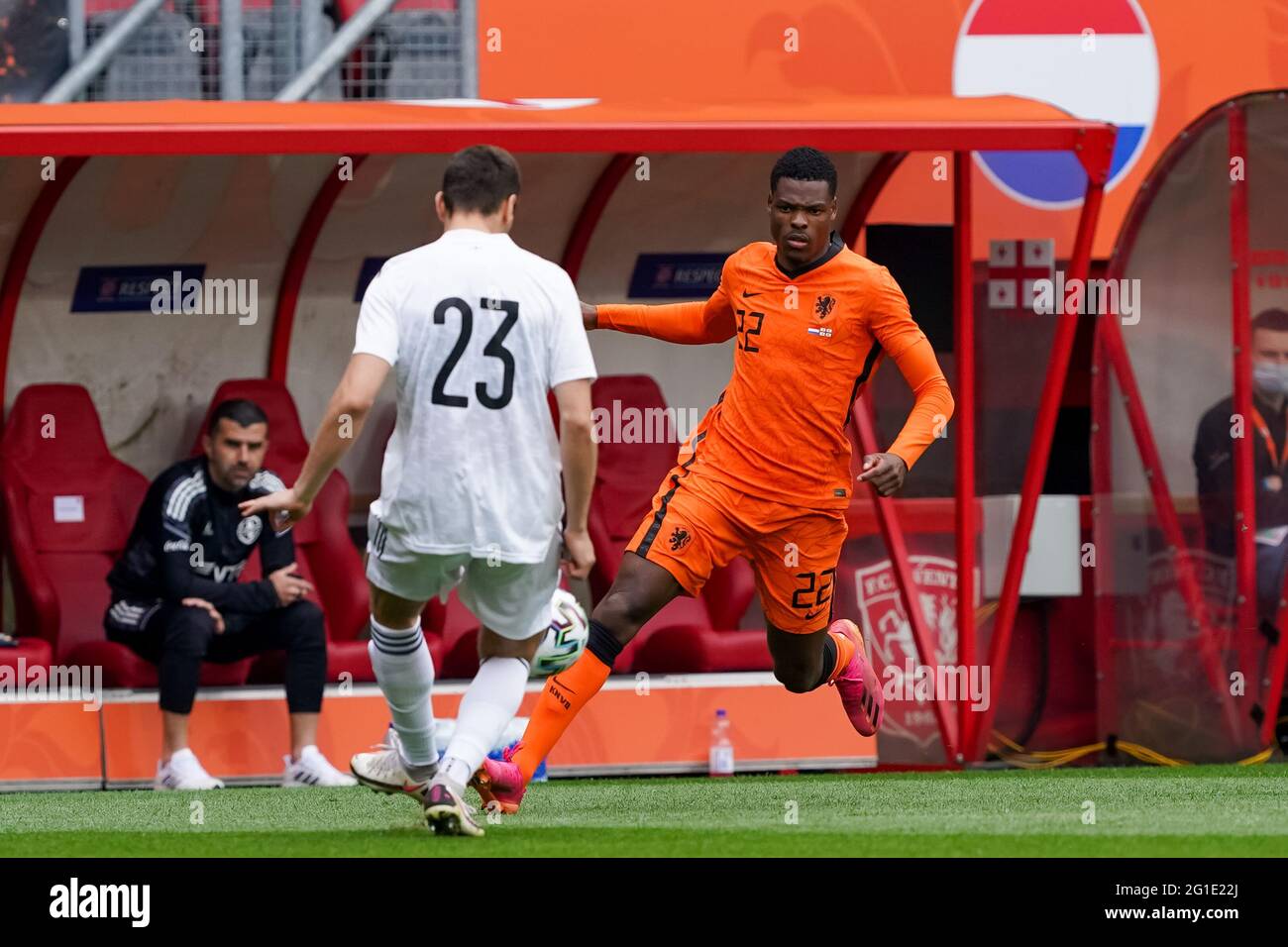 ENSCHEDE, NETHERLANDS - JUNE 6: Lashia Dvali of Georgia and Denzel ...