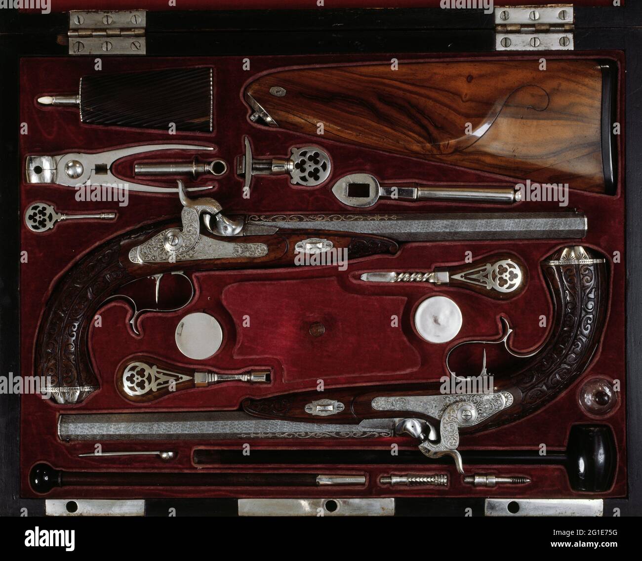 weapons, pistols, duel pistols, probably by Johann Adam Kuchenreuther ...