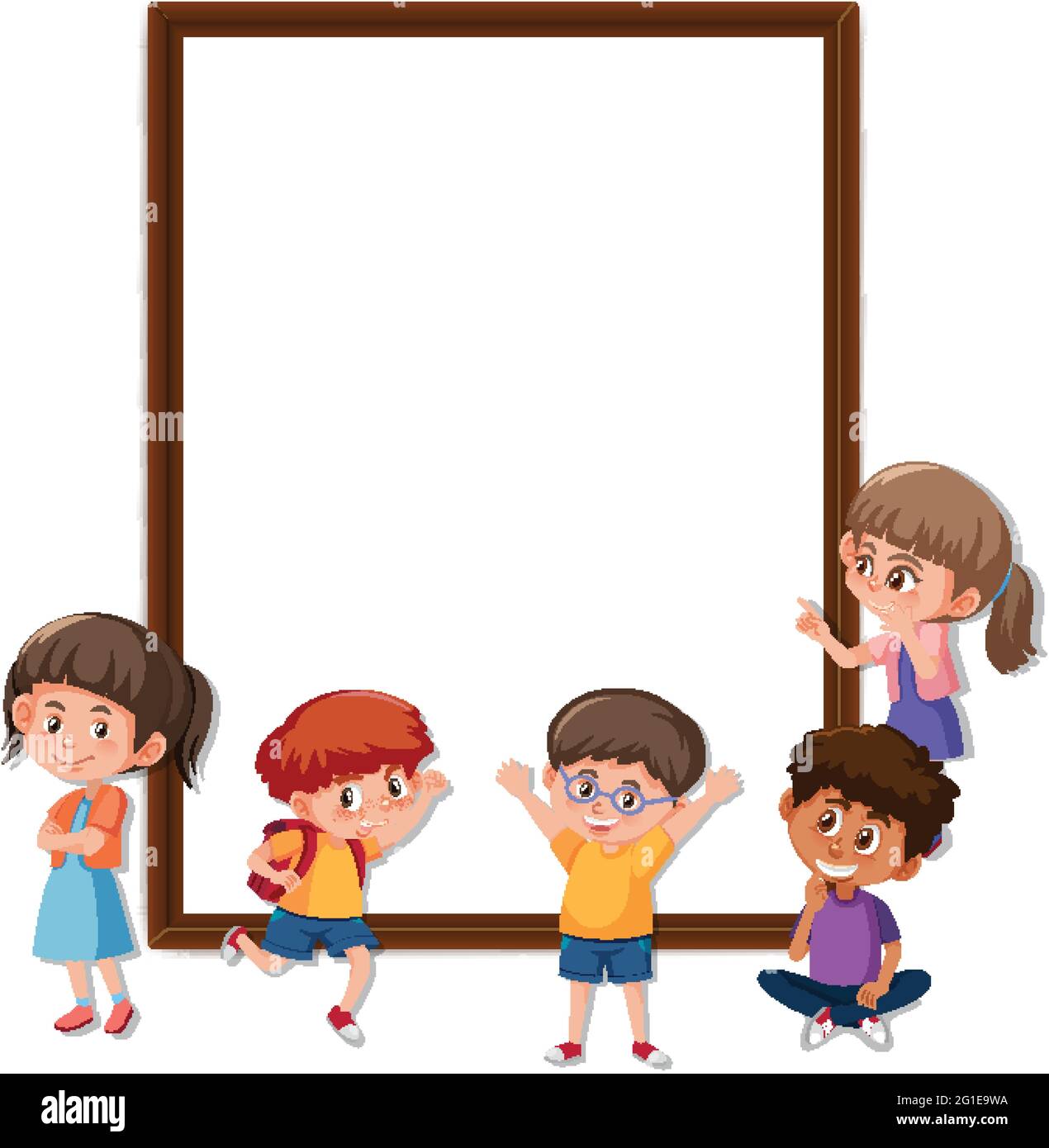 Empty banner with many kids doing different activities illustration ...