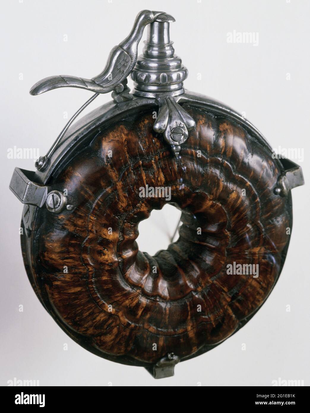 weapons, powder flask, oval, wooden, circa 18th century, ADDITIONAL ...