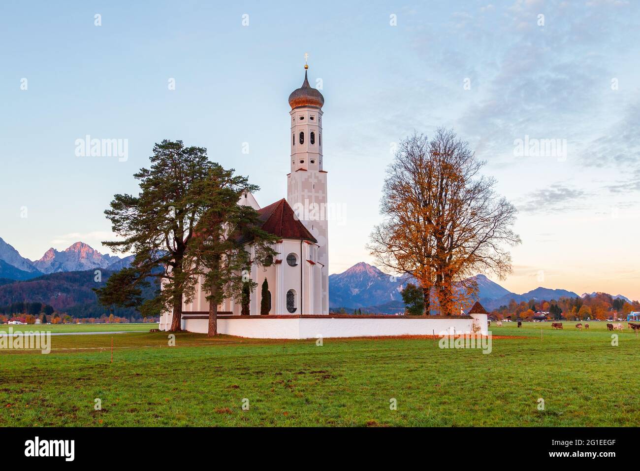 Beautiful view of the Saint Coloman church near the Neuschwanstein ...