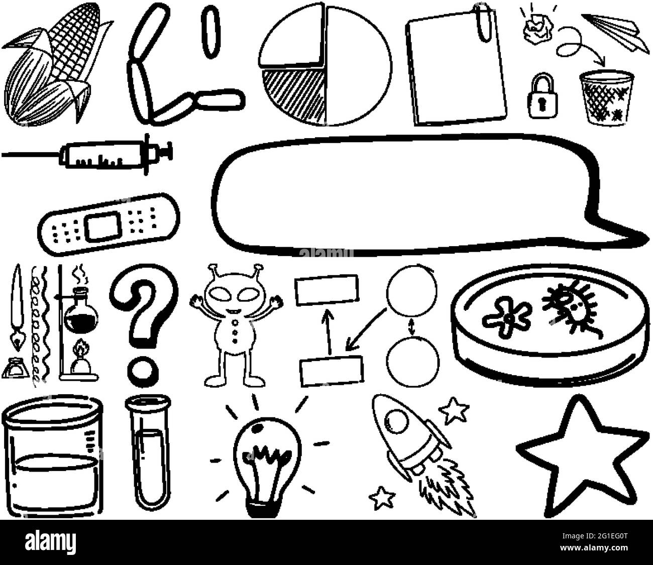 Set of item and symbol hand drawn doodle illustration Stock Vector ...