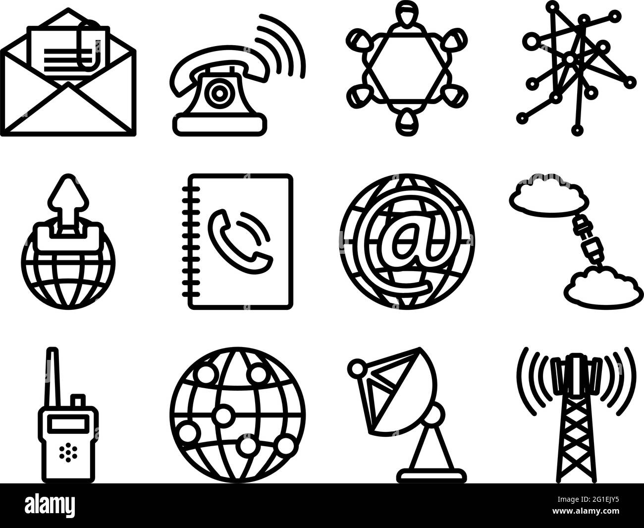 Net Icon Set. Editable Bold Outline Design. Vector Illustration Stock ...