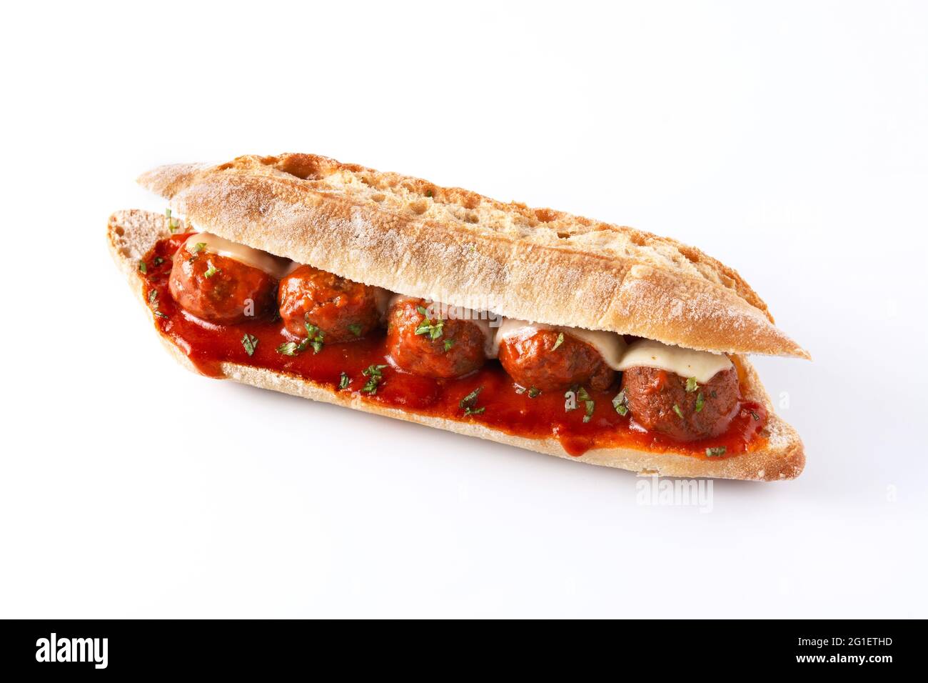 Meatball sub sandwich isolated on white background Stock Photo - Alamy