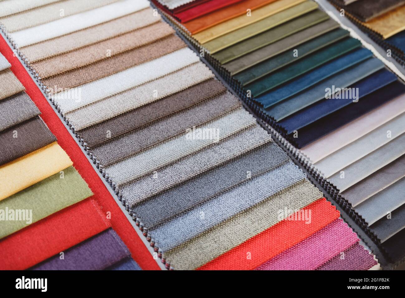 Colorful upholstery samples in the shop Stock Photo - Alamy